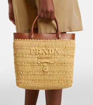 Prada Crochet Raffia Tote Bag