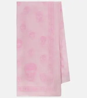 Alexander McQueen Printed Silk Scarf - Pink