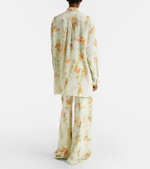 Alexander McQueen Floral Wide-leg Silk Pants