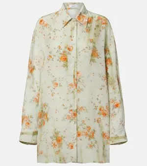 Alexander McQueen Oversized Floral Silk Shirt