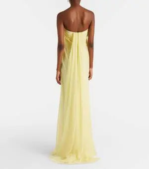 Alexander McQueen Draped Chiffon Bustier Gown