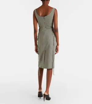 Alexander McQueen Gingham Wool Midi Dress