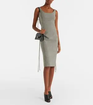 Alexander McQueen Gingham Wool Midi Dress