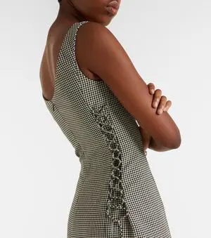 Alexander McQueen Gingham Wool Midi Dress