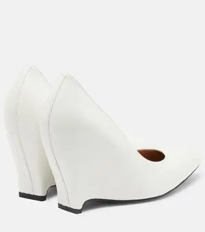 MAISON MARGIELA Leather Pointed Toe Wedge Pumps