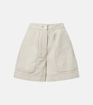 Prada Cotton And Linen Chambray Shorts