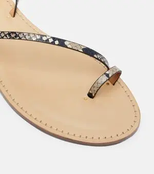 AMANU Kalahari Snake-effect Leather Sandals - Brown