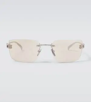 Gucci Tone Metal Rectangle Sunglasses - Silver
