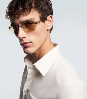 Gucci Tone Metal Rectangle Sunglasses