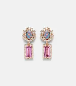 SUZANNE KALAN 18kt Rose Gold Opal, Sapphire, And Diamond Drop Earrings - Multicoloured