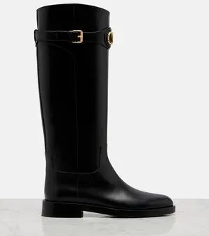 Valentino Garavani Vlogo Leather Knee-high Boots
