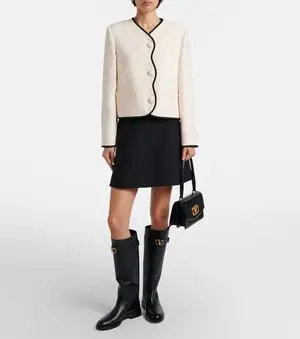 Valentino Garavani Vlogo Leather Knee-high Boots