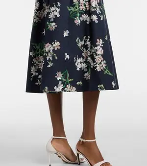 Erdem Floral Cotton Midi Dress - Blue