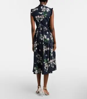 Erdem Floral Cotton Midi Dress - Blue