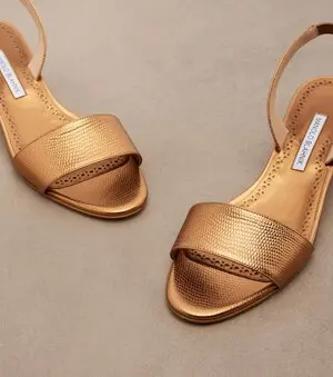 Manolo Blahnik Patopia Leather Slingback Sandals - Gold