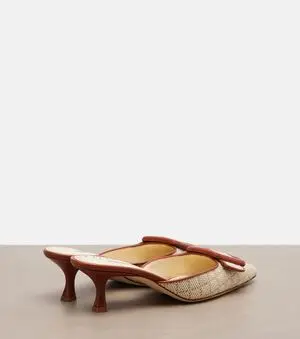 Manolo Blahnik Maysale Leather-trimmed Mules