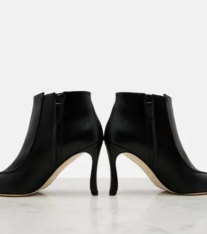 Manolo Blahnik Milleta Leather Ankle Boots