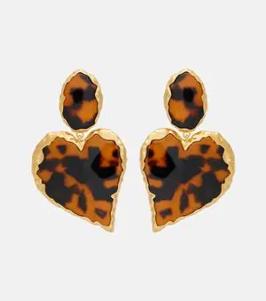 Oscar De La Renta Heart Embellished Clip-on Earrings - Brown