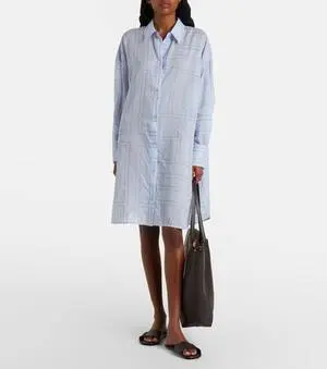TOTEME Embroidered Cotton-blend Poplin Shirt - Blue
