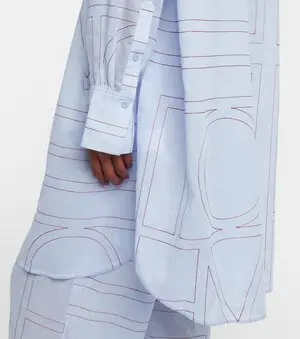 TOTEME Embroidered Cotton-blend Poplin Shirt - Blue