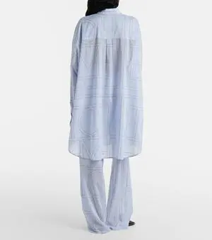 TOTEME Embroidered Cotton-blend Poplin Shirt - Blue