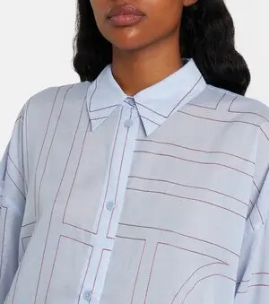 TOTEME Embroidered Cotton-blend Poplin Shirt - Blue