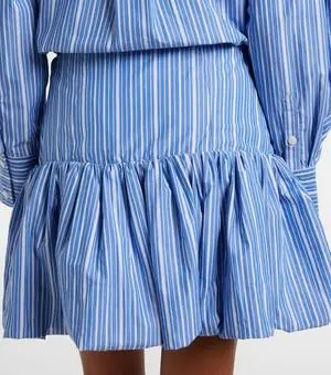 GANNI Striped Cotton Poplin Mini Skirt - Blue