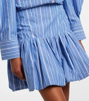 GANNI Striped Cotton Poplin Mini Skirt - Blue