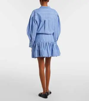 GANNI Striped Cotton Poplin Mini Skirt - Blue