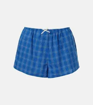 Faithfull The Brand Leya Plaid Cotton Shorts - Blue