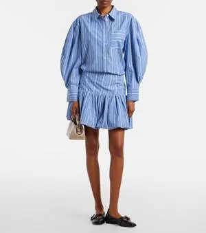 GANNI Striped Oversized Cotton Poplin Shirt