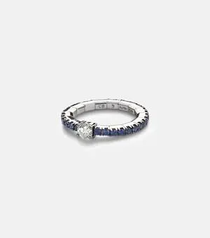 BUCHERER FINE JEWELLERY 18kt White Gold Diamond And Sapphire Ring - Silver