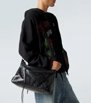 Balenciaga Le City Leather Shoulder Bag - Black