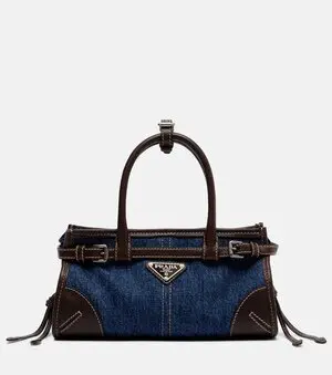 Prada Bonnie Small Denim Top-handle Bag - Blue