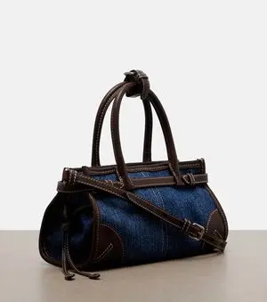 Prada Bonnie Small Denim Top-handle Bag - Blue