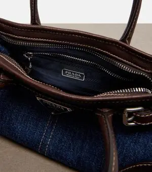 Prada Bonnie Small Denim Top-handle Bag - Blue