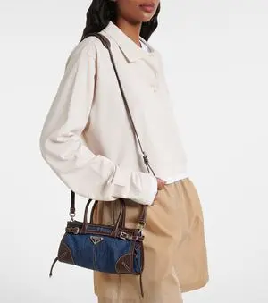 Prada Bonnie Small Denim Top-handle Bag - Blue