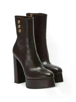 Balmain Calfskin Ankle Boots With Lion-head Detail