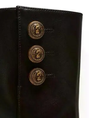 Balmain Calfskin Ankle Boots With Lion-head Detail