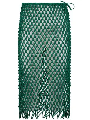 THE FRANKIE SHOP Nelaya" Leather Macramé Skirt - Green