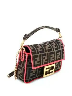 Fendi Zucca Canvas Mini Baguette Bag - Brown