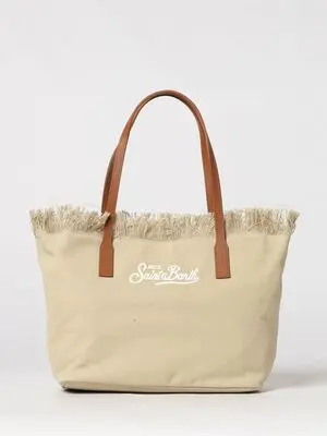 MC2 SAINT BARTH Cotton Tote Bag With Embroidered Logo And Fringe Detail - Beige