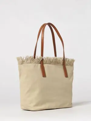 MC2 SAINT BARTH Cotton Tote Bag With Embroidered Logo And Fringe Detail - Beige