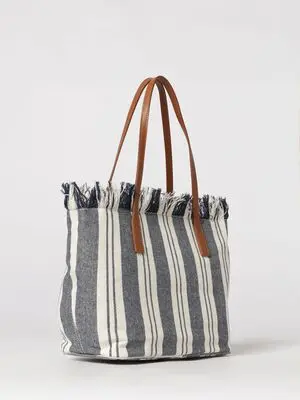 MC2 SAINT BARTH Cotton Tote Bag With Embroidered Logo And Fringe Detail - Blue