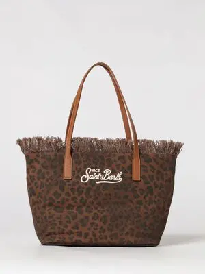 MC2 SAINT BARTH Cotton Tote Bag With Embroidered Logo And Fringe Detail - Brown