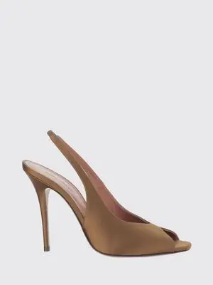 Amina Muaddi Amina Muaddi Kristina Slingback Sandals In Silk Satin Coffee