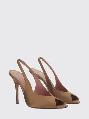 Amina Muaddi Kristina Slingback Sandals In Silk Satin - Coffee
