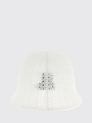 MAISON MICHEL Crochet Cotton Blend Cloche Hat With Metallic Logo