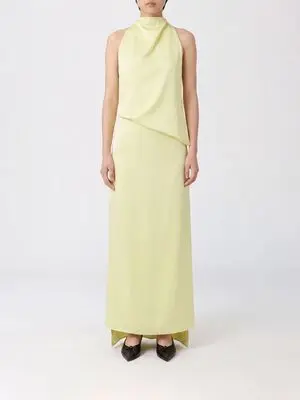 Sportmax Dolmen Long Satin Halterneck Dress - Yellow