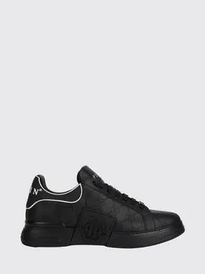 Philipp Plein Low Top Sneakers With Printed Hexagon Logo - Black